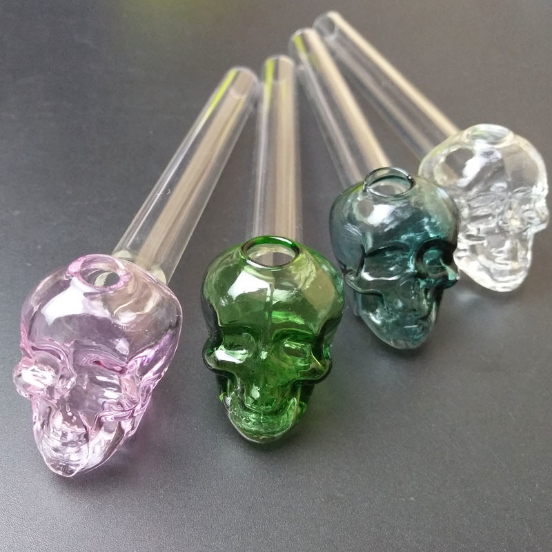 Colorful Great Pyrex 5.5''skull Glass Oil Burner Pipe Thick color Glass ...